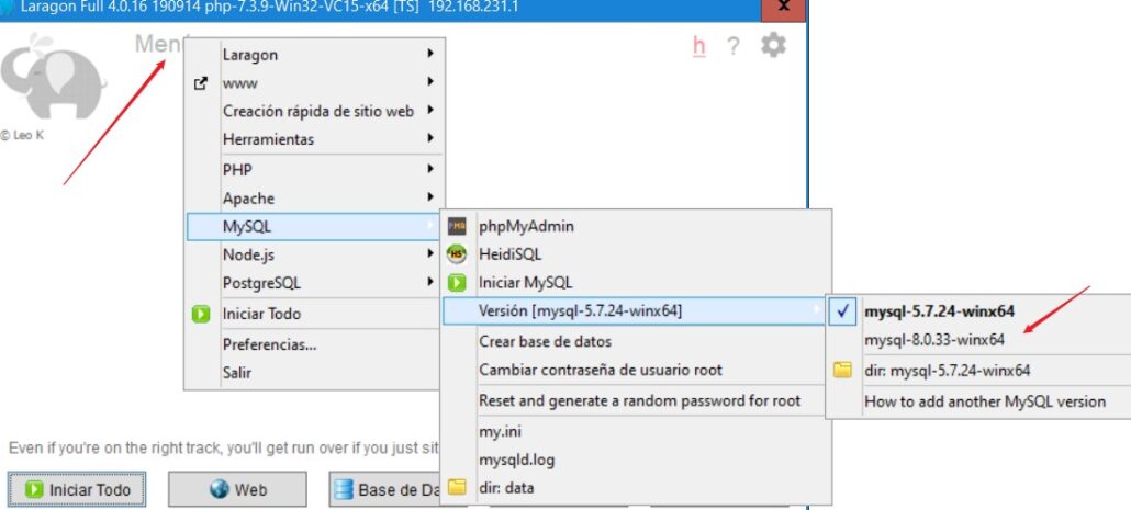 Como actualizar MySQL en Laragon - Mister digital - Blog de SEO y Marketing
